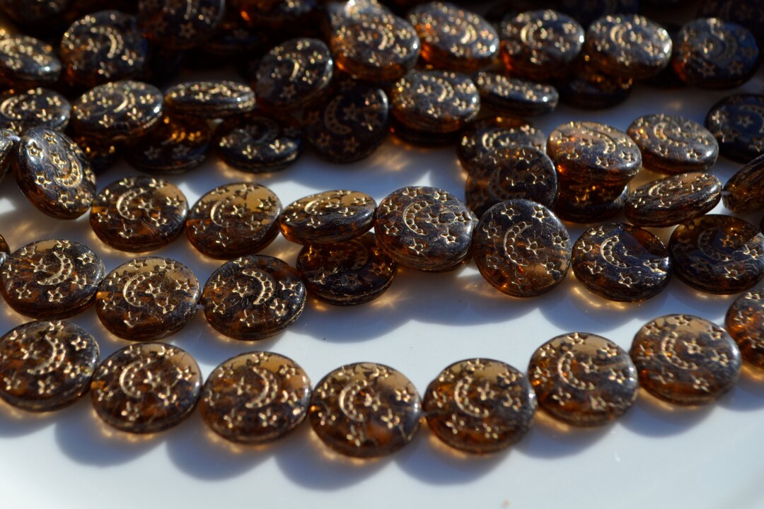 Dark Brown Moon and Stars 12mm Coin Beads 30 - Etsy