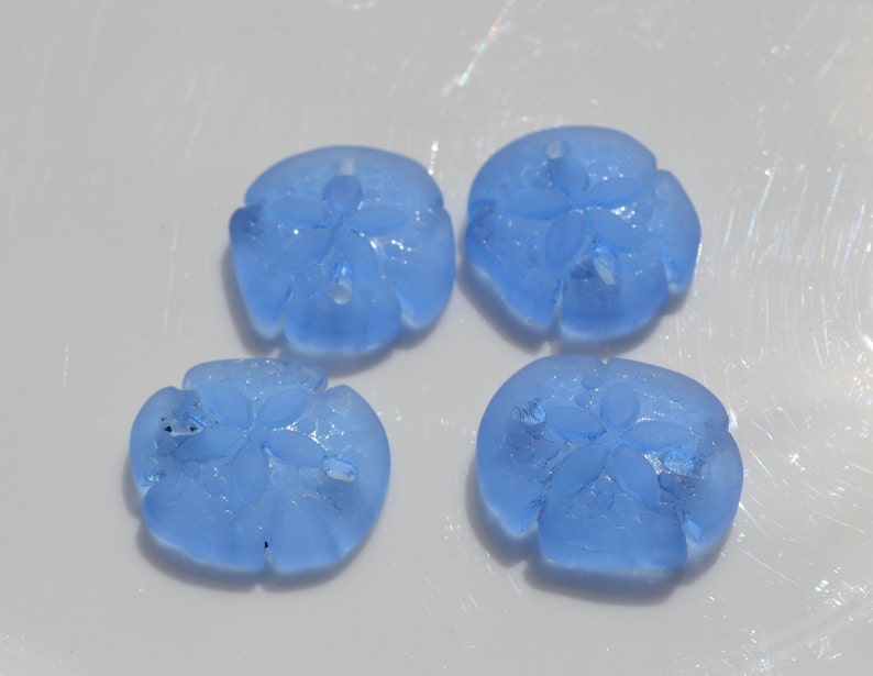 Green Sand Dollar Frosted Glass Beads 2 - Etsy