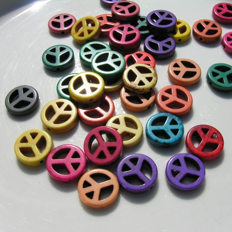 Colorful Turquoise Peace Sign Beads 6 - Etsy