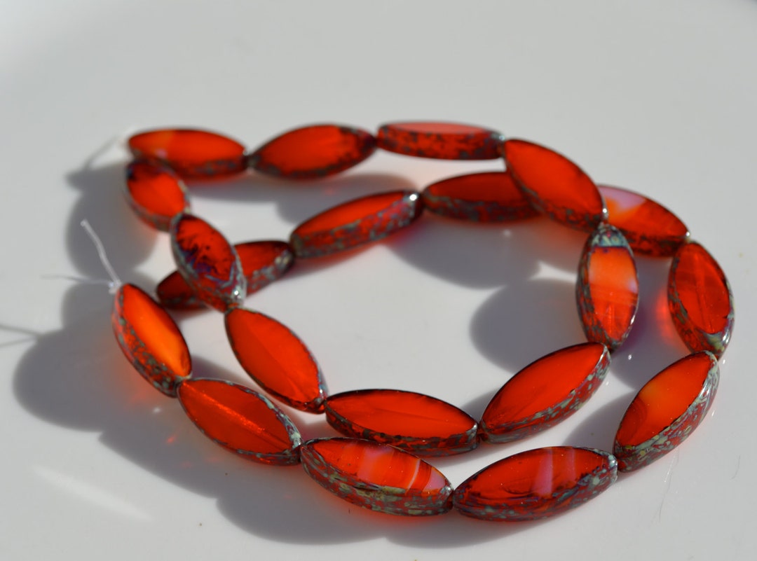 Burnt Orange Spindle Beads 8 - Etsy