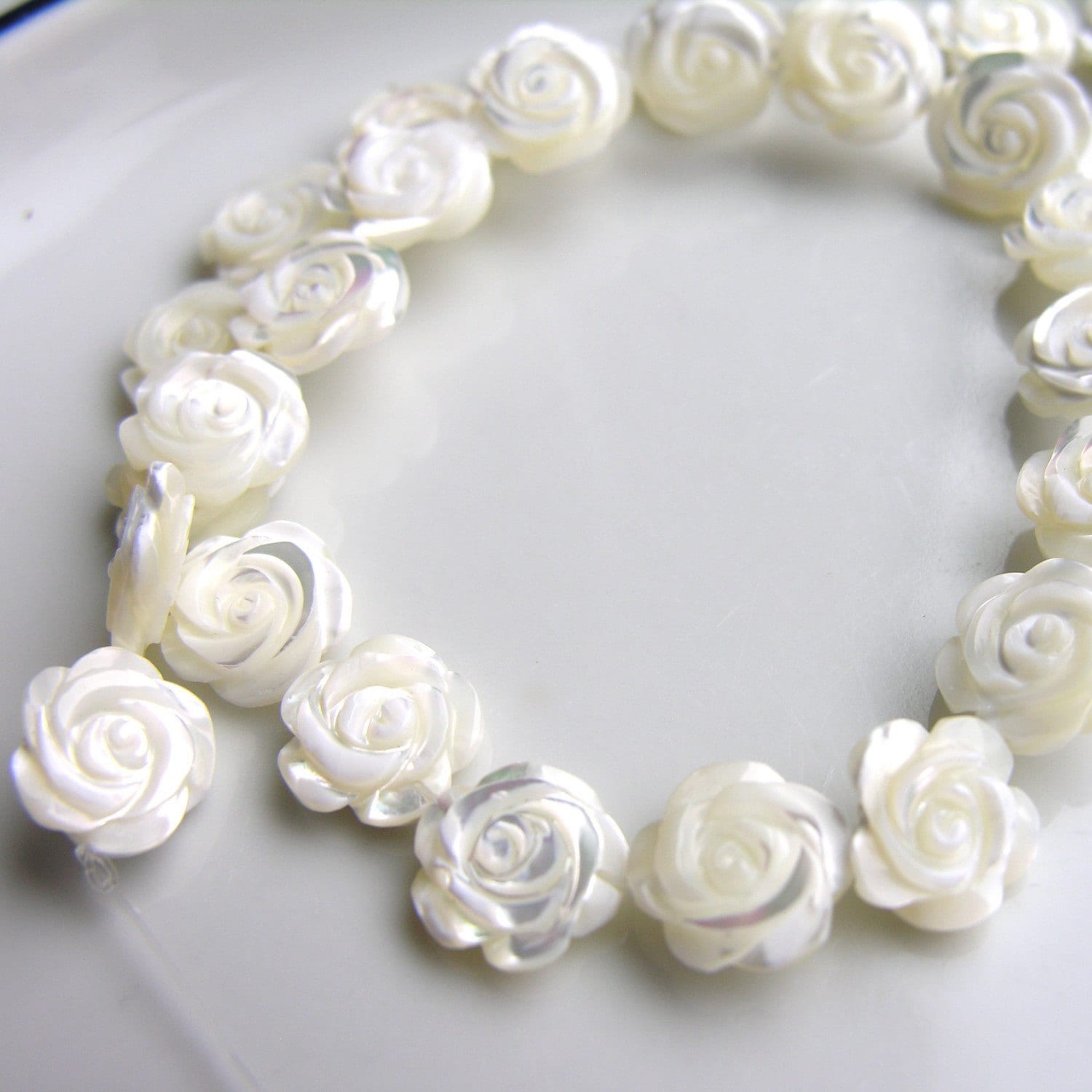 Beautiful Carved White Shell Flower Beads 4 | Etsy