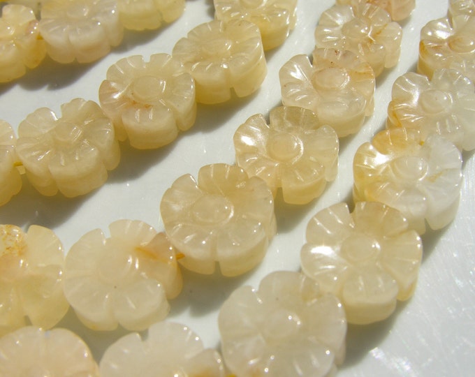 Pale Yellow Jasper Carved Flower Beads 6 - Etsy