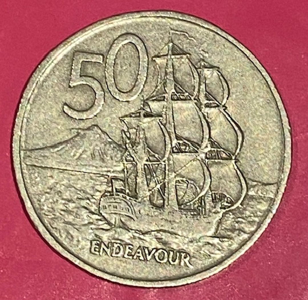 1967 50 CENT NEW ZEALAND Fine and Rare Endeavour Ship Coin Round Major Milling Error - Etsy
