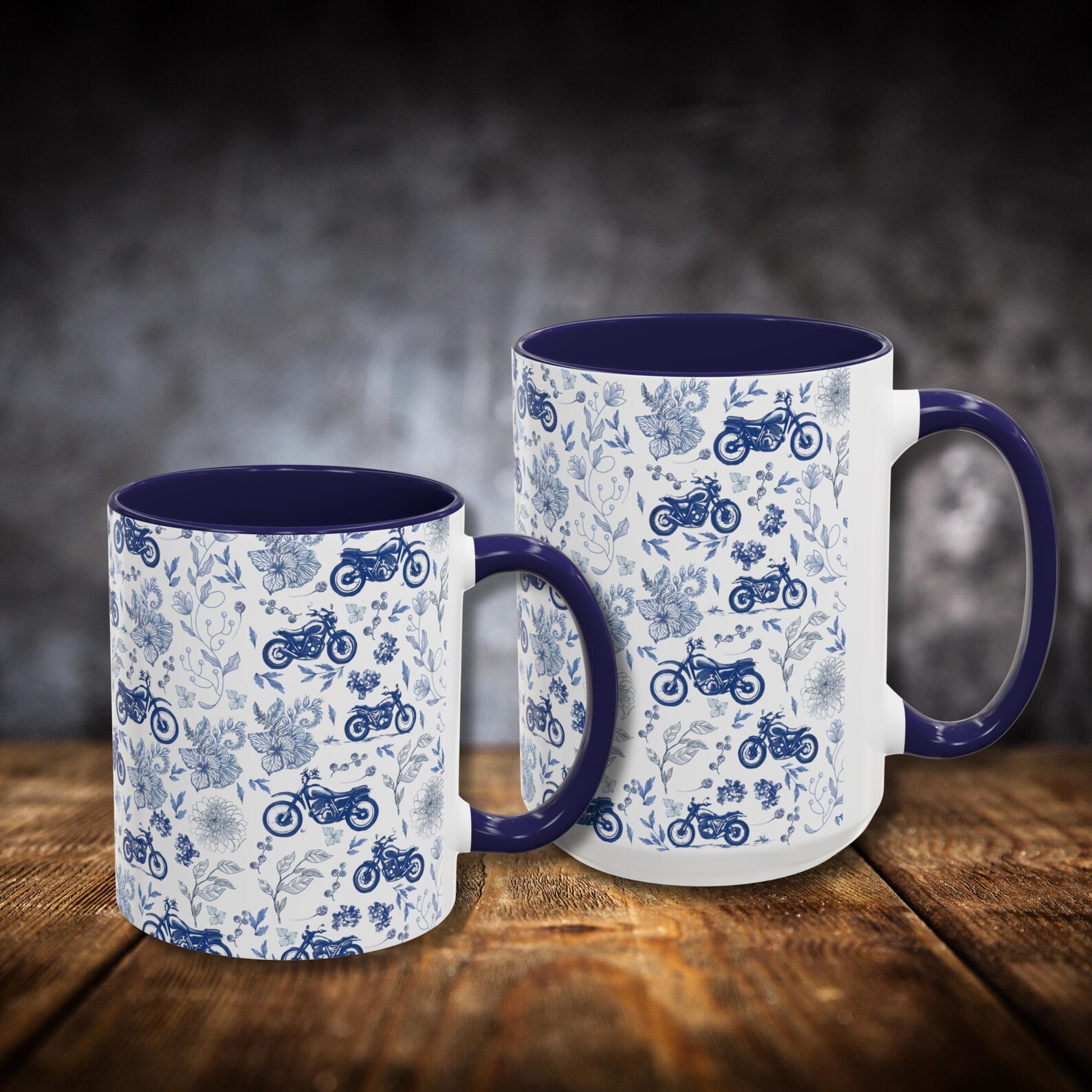 French Toile Ceramic Mug Biker Coffee Cup Gift for Her Feminine ADV ...