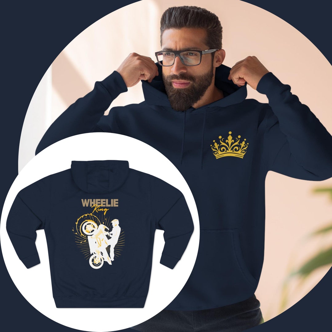 Motorcycle Fleece Hoodie Biker Gift Motorcycle Apparel Funny Wheelie ...