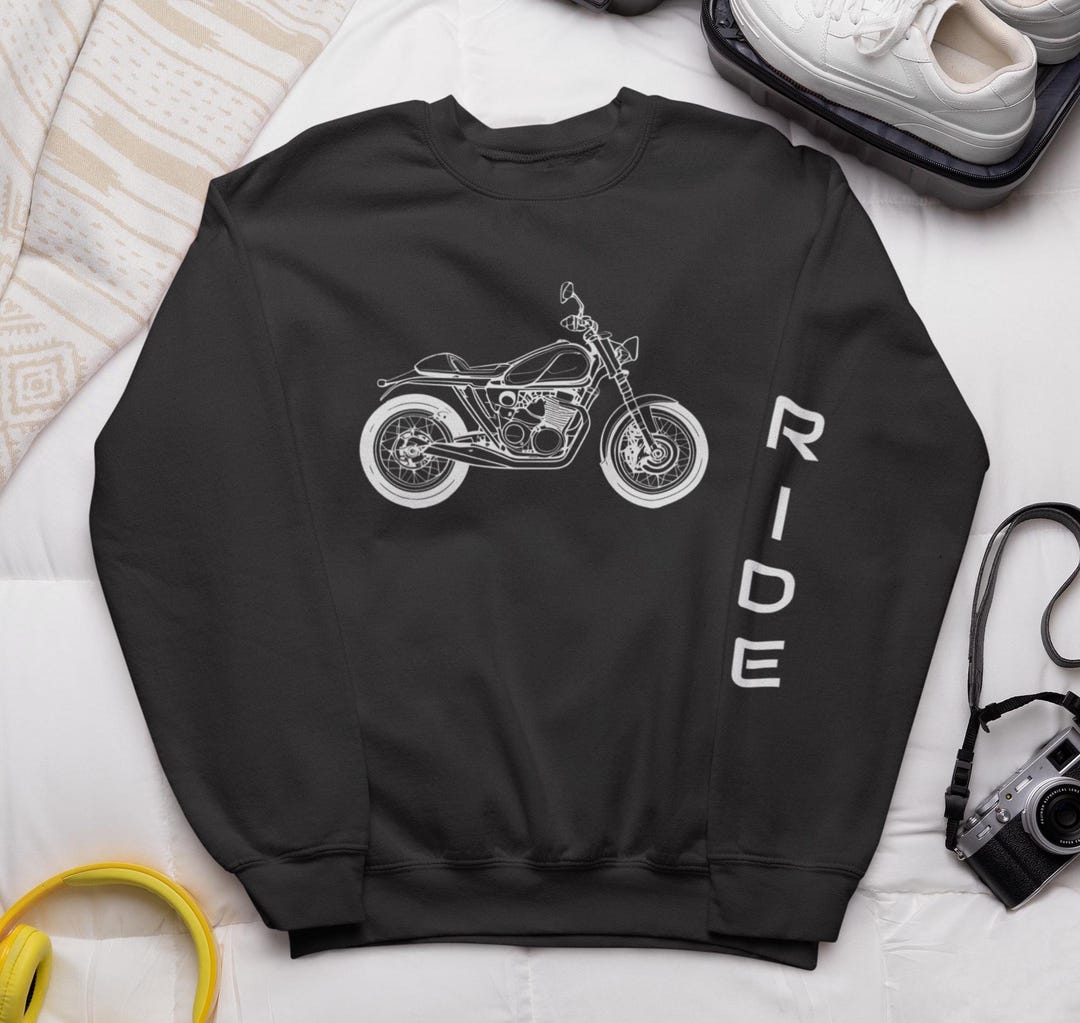 Men's Motorcycle Graphic Ride Sweatshirt Crewneck Biker Shirt ...
