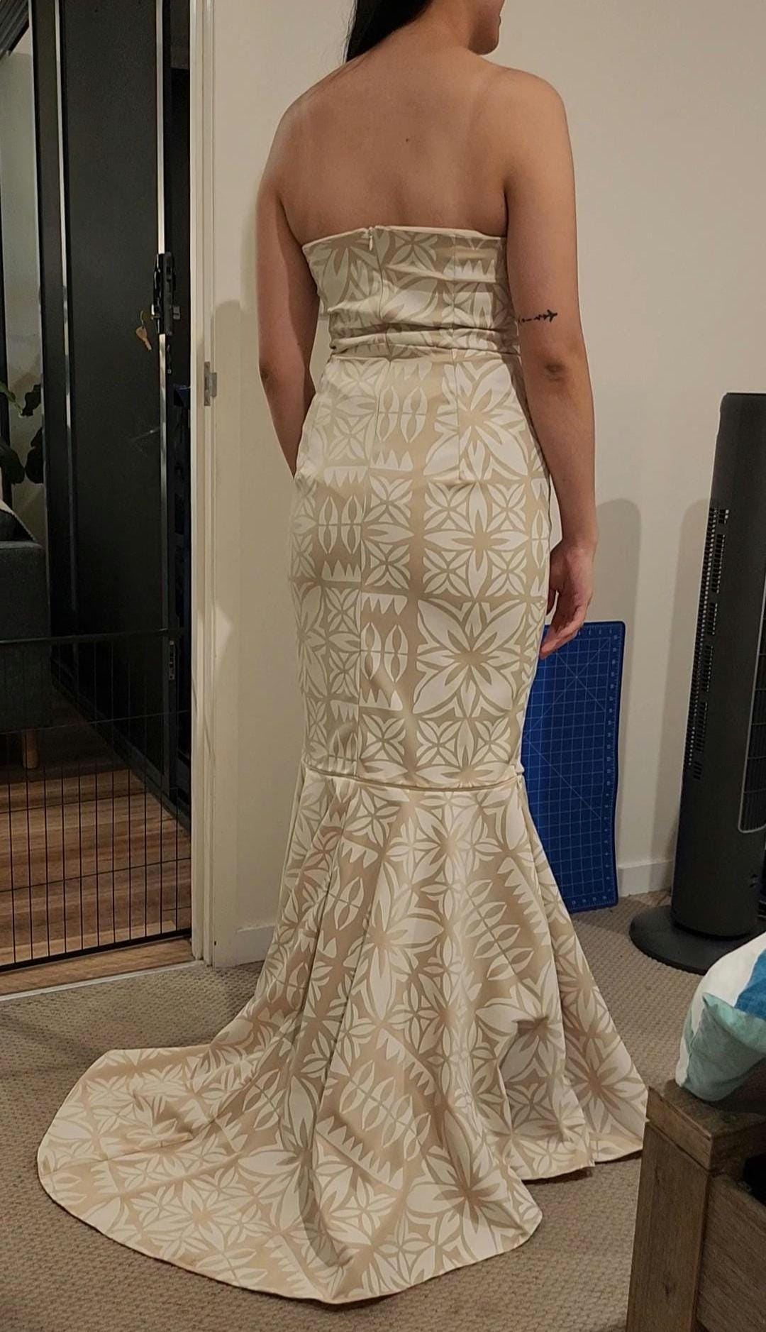 Polynesian Print Gown With Detachable Fishtail - Etsy