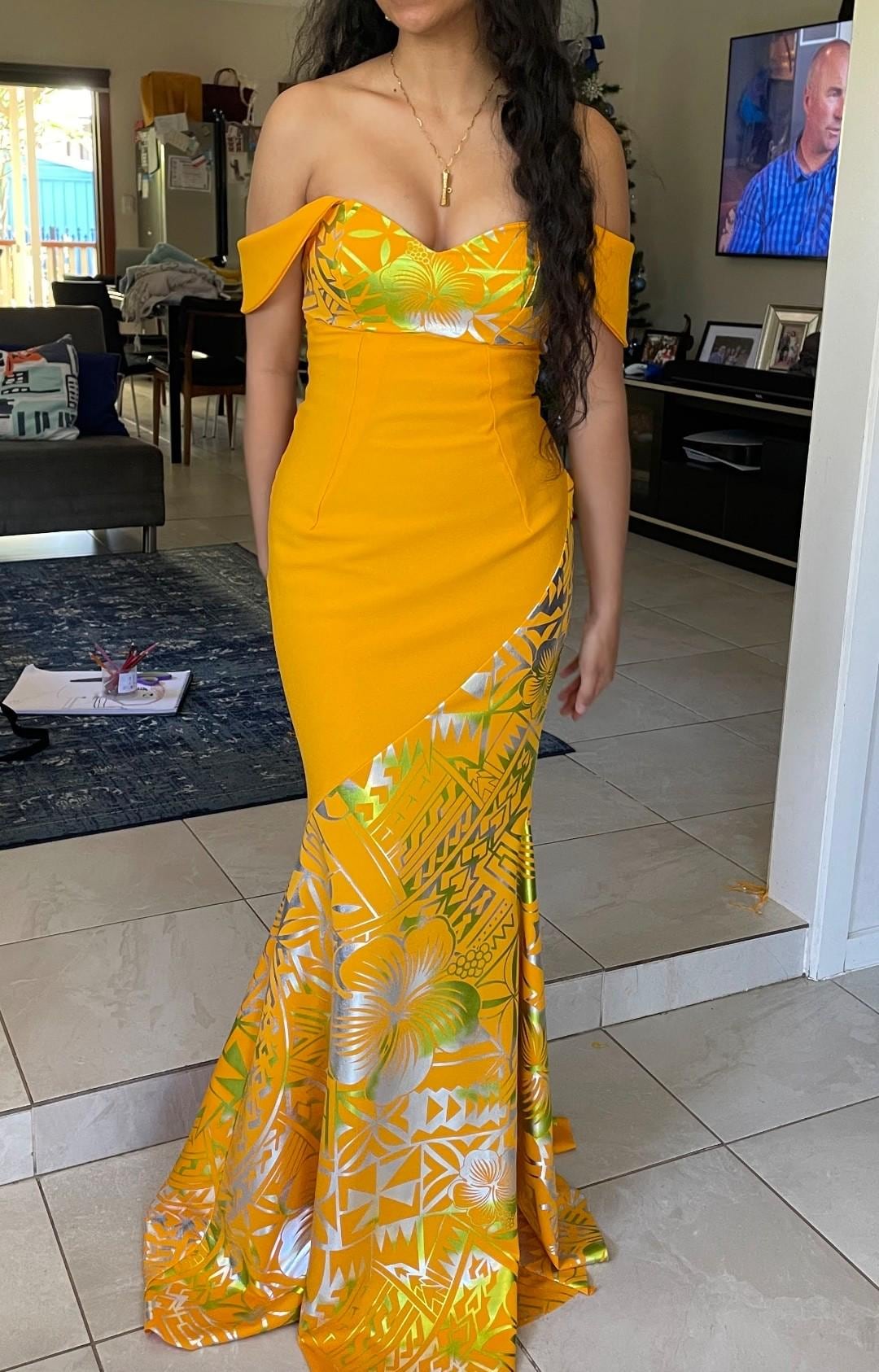 Polynesian Print Two-toned Mermaid Gown - Etsy