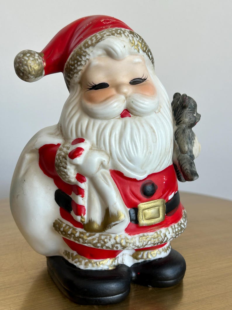 Vintage Homco Santa Coin Bank #5610 • 1970s Bisque Porcelain Christmas ...