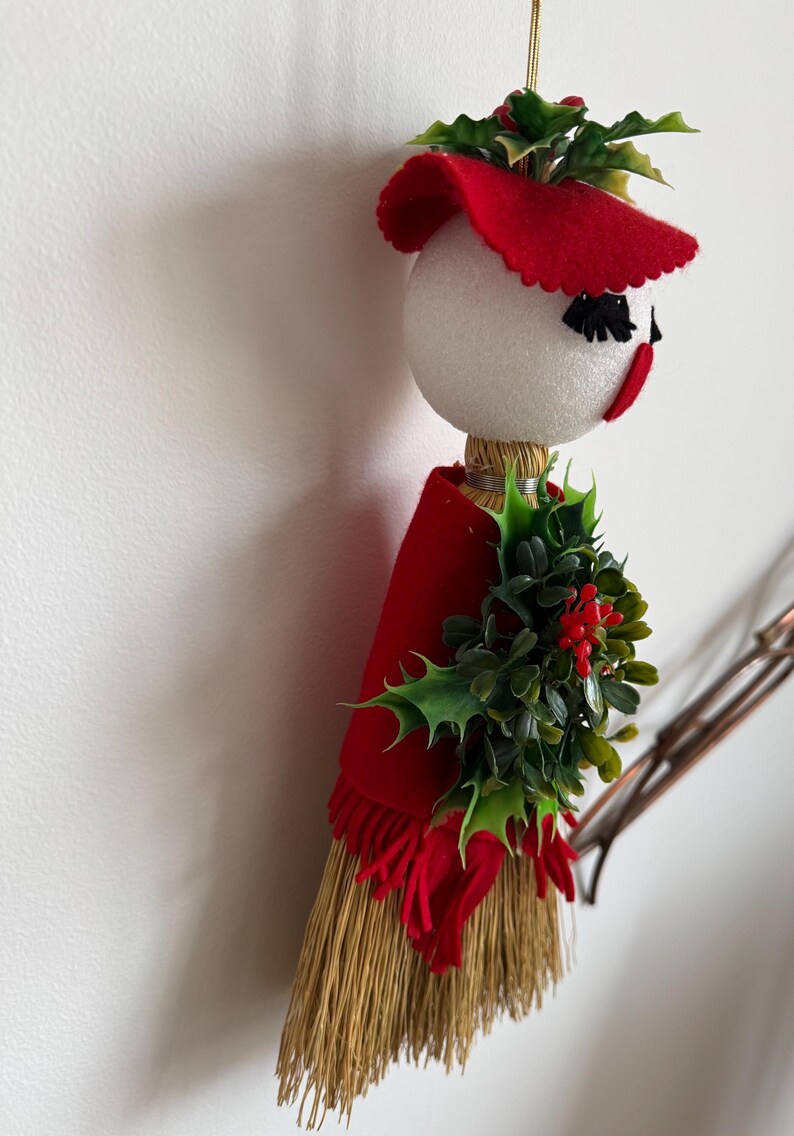 Vintage 1970s Kitsch Christmas Broom Doll • Handmade Holiday Decoration ...