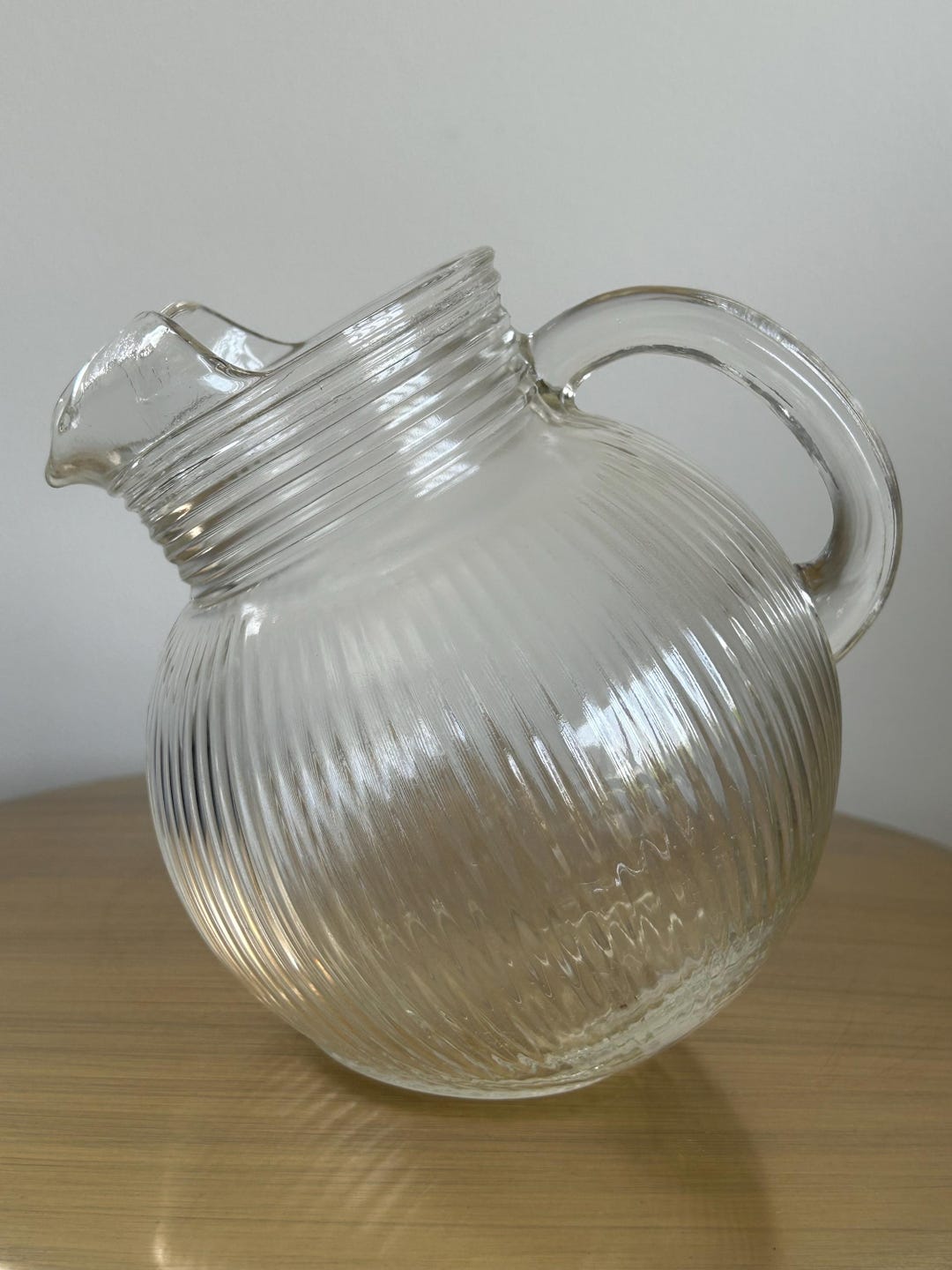Vintage Hazel Atlas Fine Rib Tilted Ball Pitcher – Depression Era ...