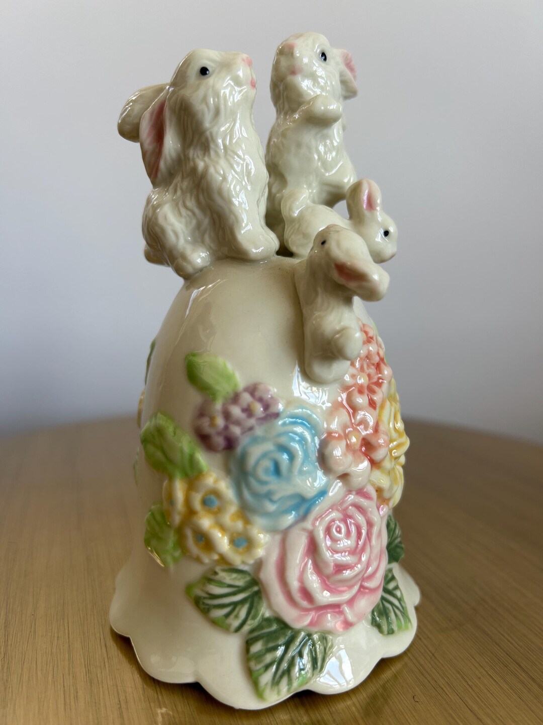 Vintage Easter Bunnies Porcelain Bell - Etsy