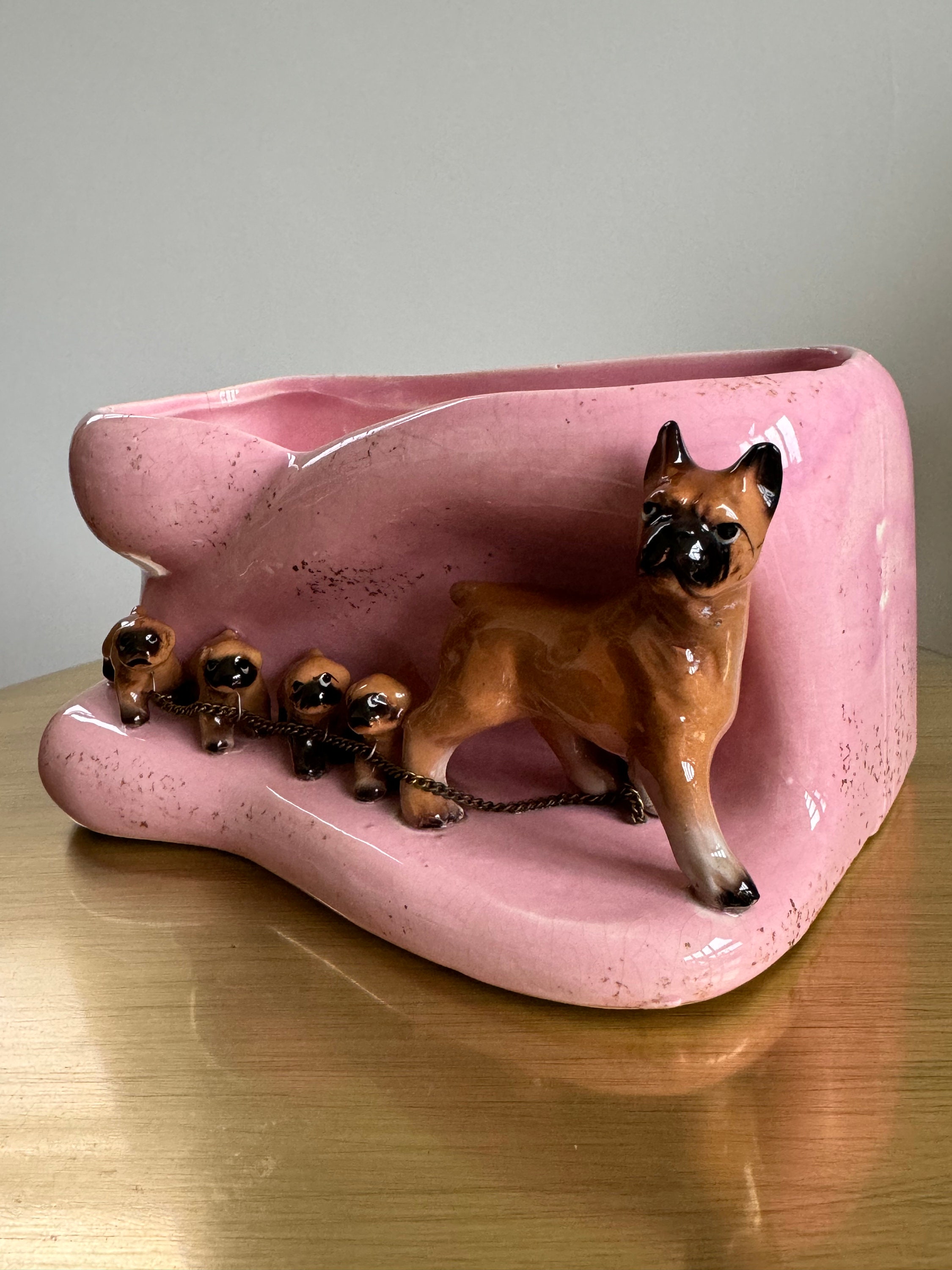 Pink Vintage Boxer Dog Planter Flower Pot - Etsy