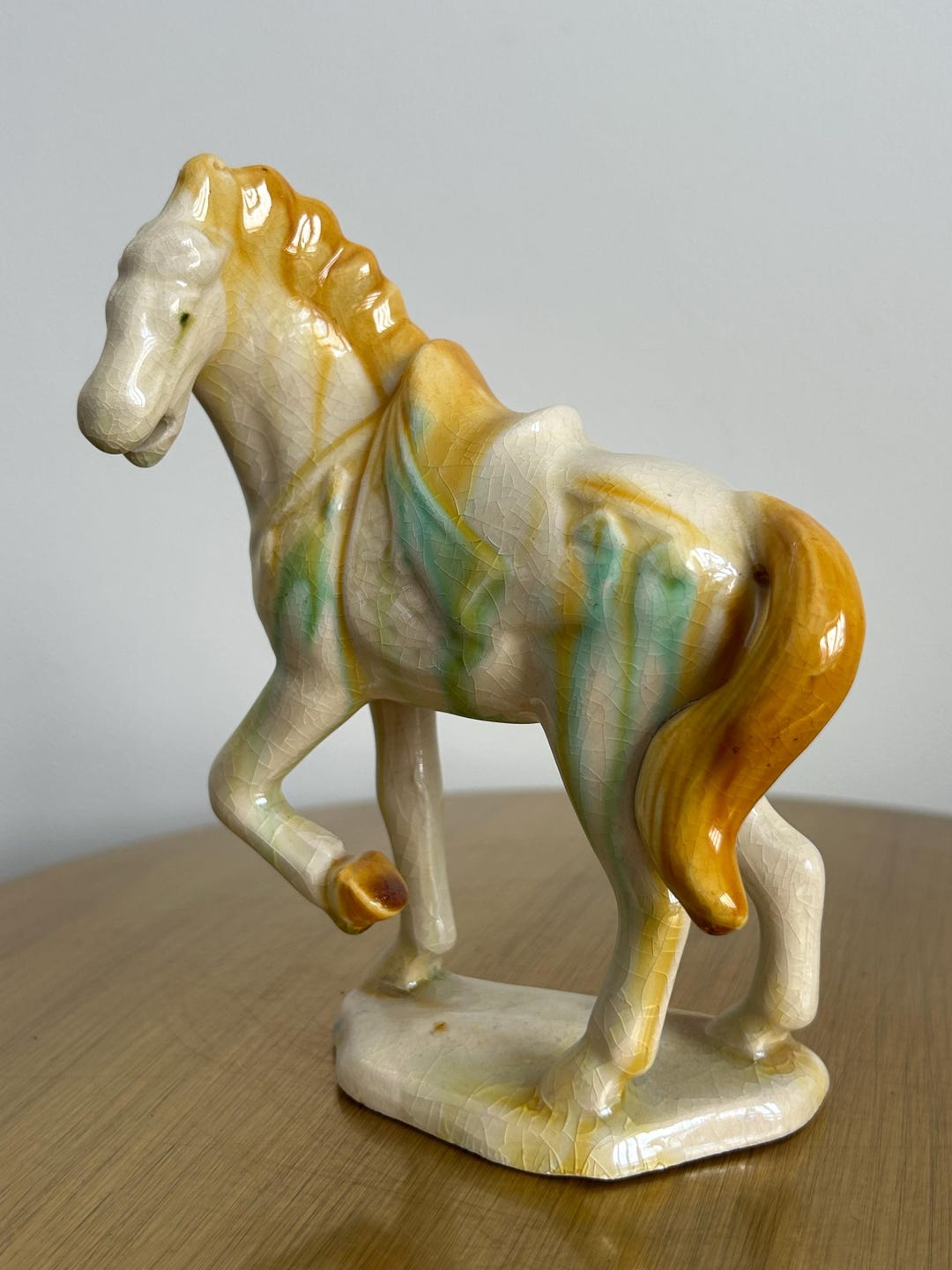 Vintage Tang Sancai Style Horse Figurine – Mid Century Chinese Drip ...