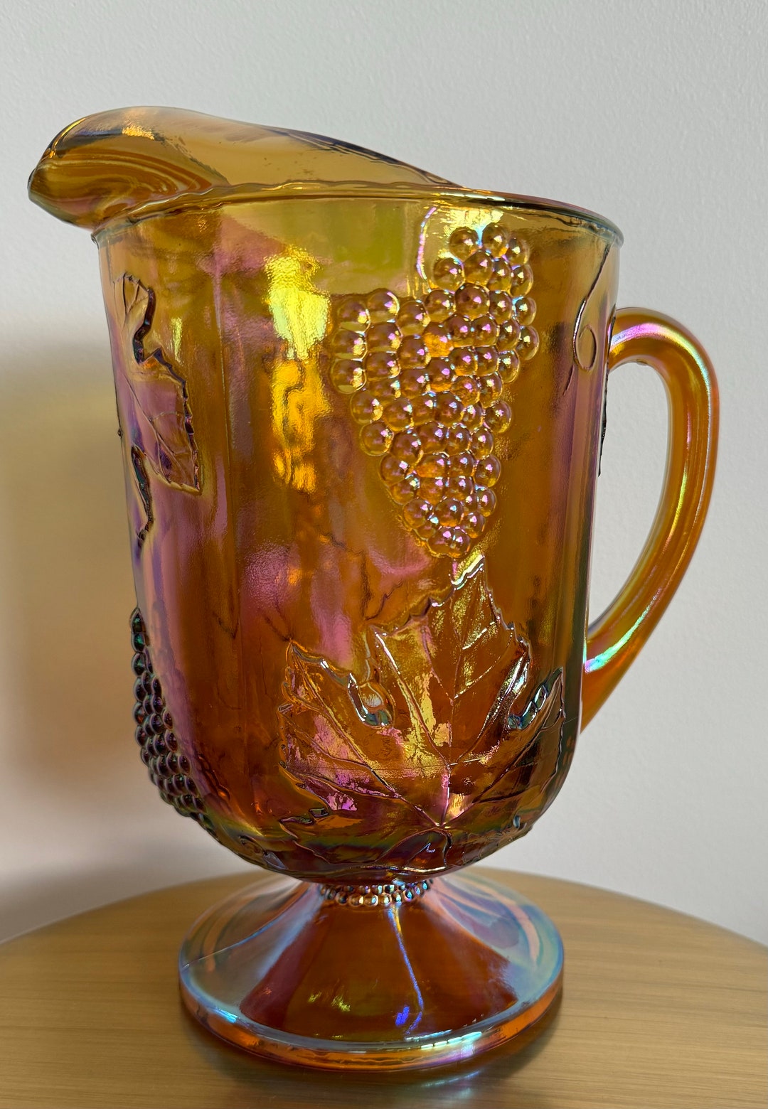 Vintage Carnival Glass Pitcher - Etsy