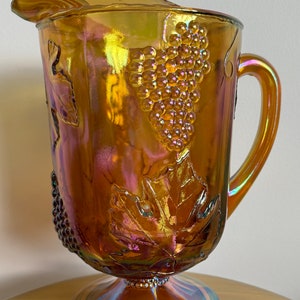 Vintage Carnival Glass Pitcher - Etsy