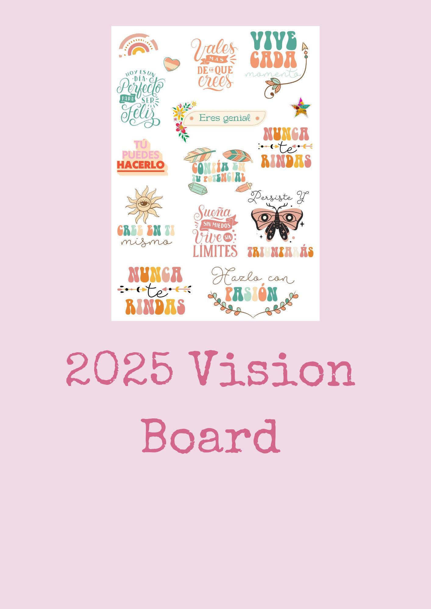 Latina Digital Vision Board 2025 Printable, Vision Board Photo Collage ...
