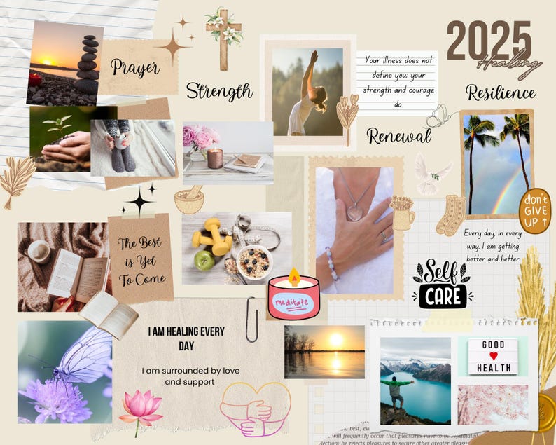 Digital Healing Affirmation Vision Board Images, 2025 Vision Board ...