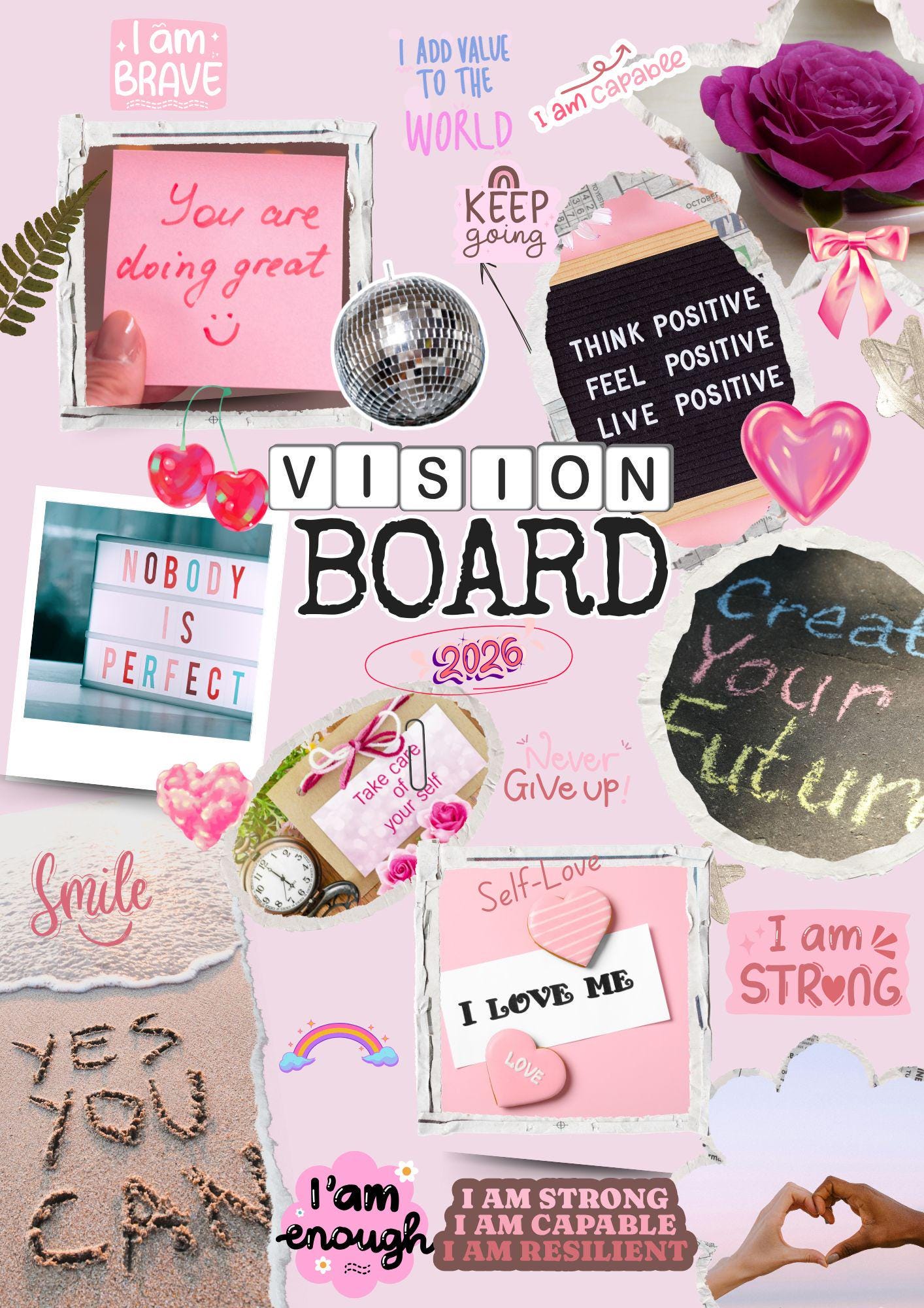 Teen Girl Vision Board: Positive Affirmations, Inspiration, 2026 Mood ...