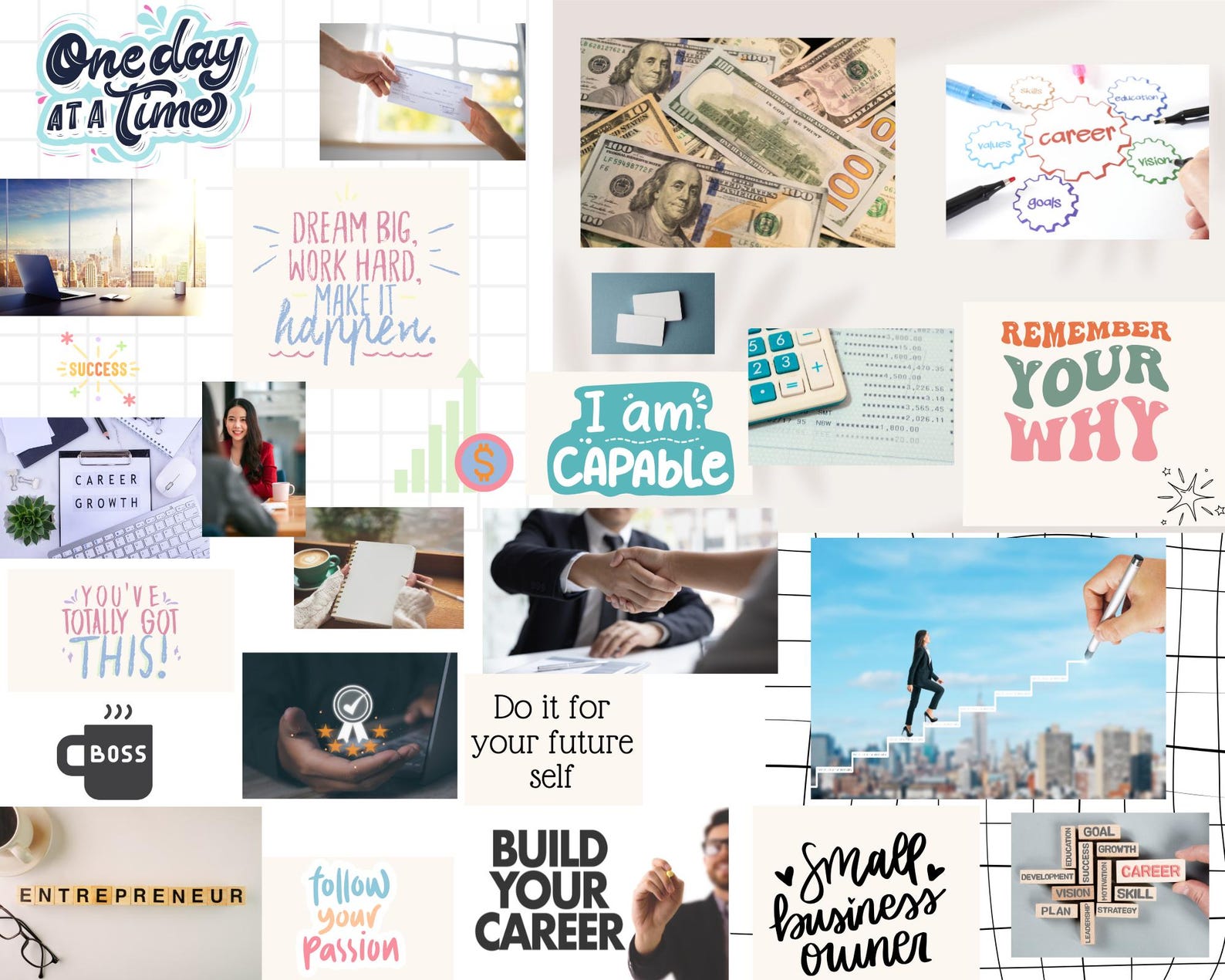 Digital Successful Career Vision Board, Manifesting Career, Digital ...