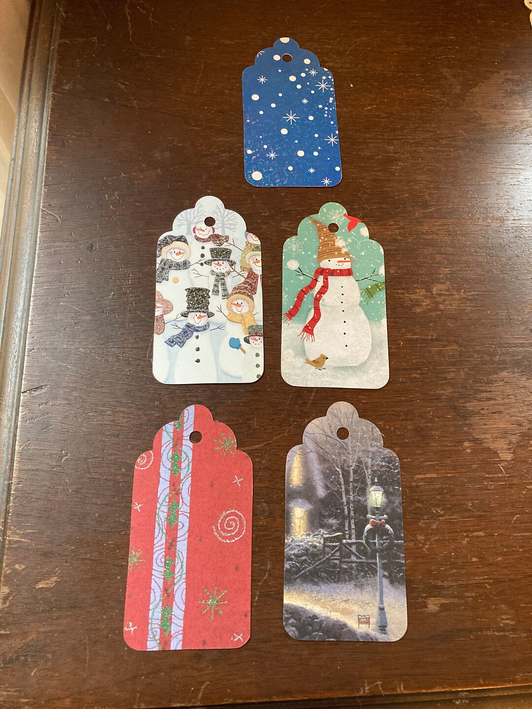 5 Christmas Gift Tags Winter Holiday Upcycled Recycled Vintage Card ...