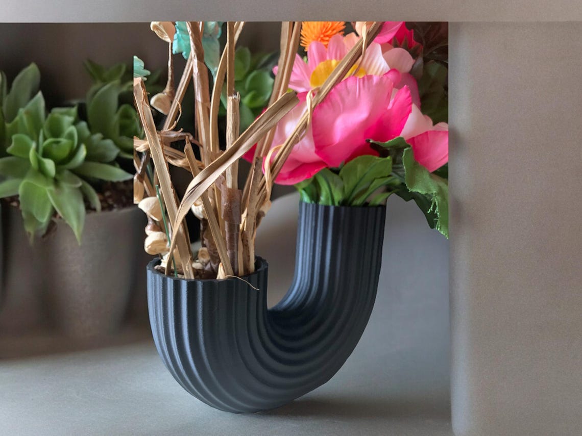 Modern U-shaped 3D Printed Flower Vase Elegant Home Décor - Etsy