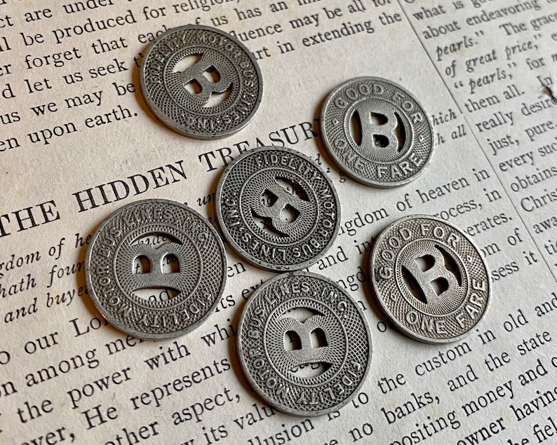 6 Antique Transit Bus Tokens - Etsy