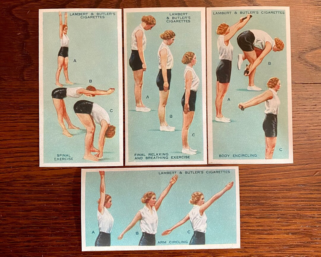 24 Women’s Fitness Exercise Cigarette Card Reproductions for ...