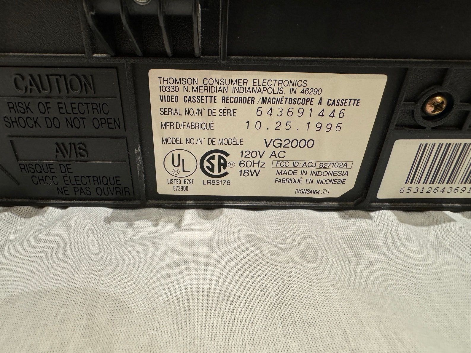 GE Video Cassette Recorder VHS Player VG2000 No Remote Tested - Etsy