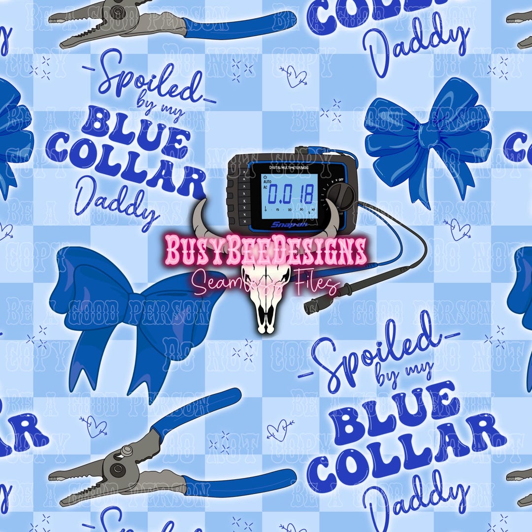Blue Collar Daddy Seamless File Electrician Design Jpeg Etsy