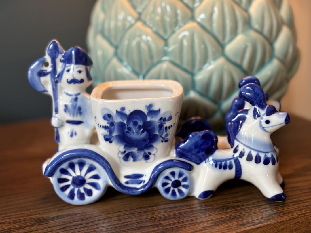 Russian Vintage delft Folk Art Ceramic Mini Planter Made by Gzehl Ideal ...
