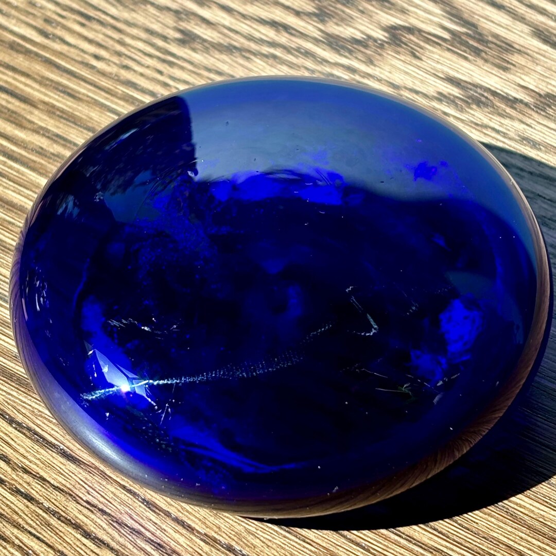 Unusual Blue Glass Paperweight. Flattened Sphere. Vintage - Etsy