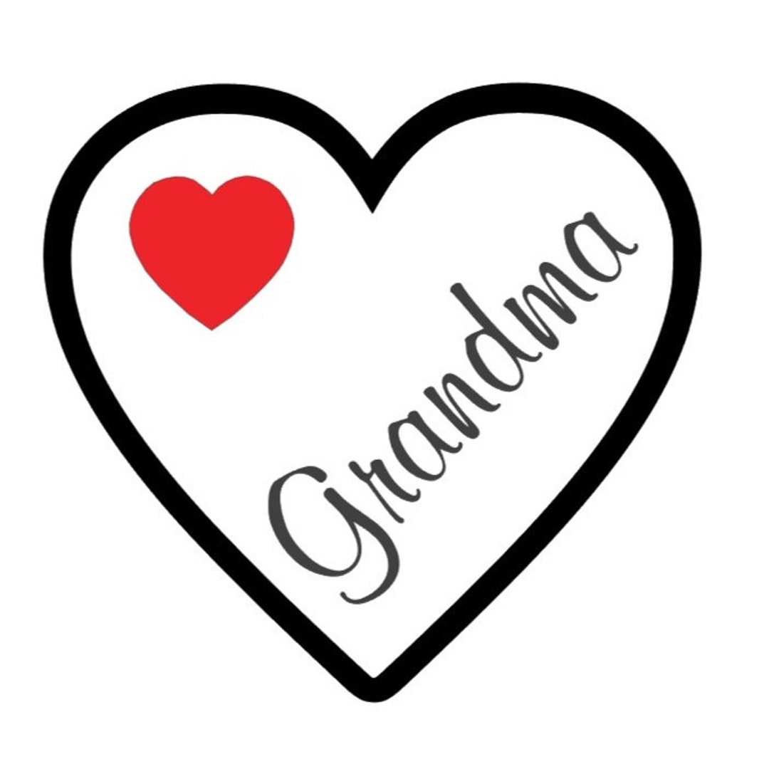 Grandma Red Heart - SVG PDF PNG Jpeg Eps Dxf File - Silhouette- Cricut ...