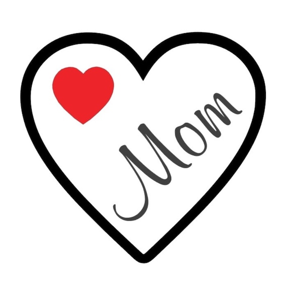 Mom Red Heart SVG PDF PNG Jpeg Eps Dxf File Silhouette | Etsy