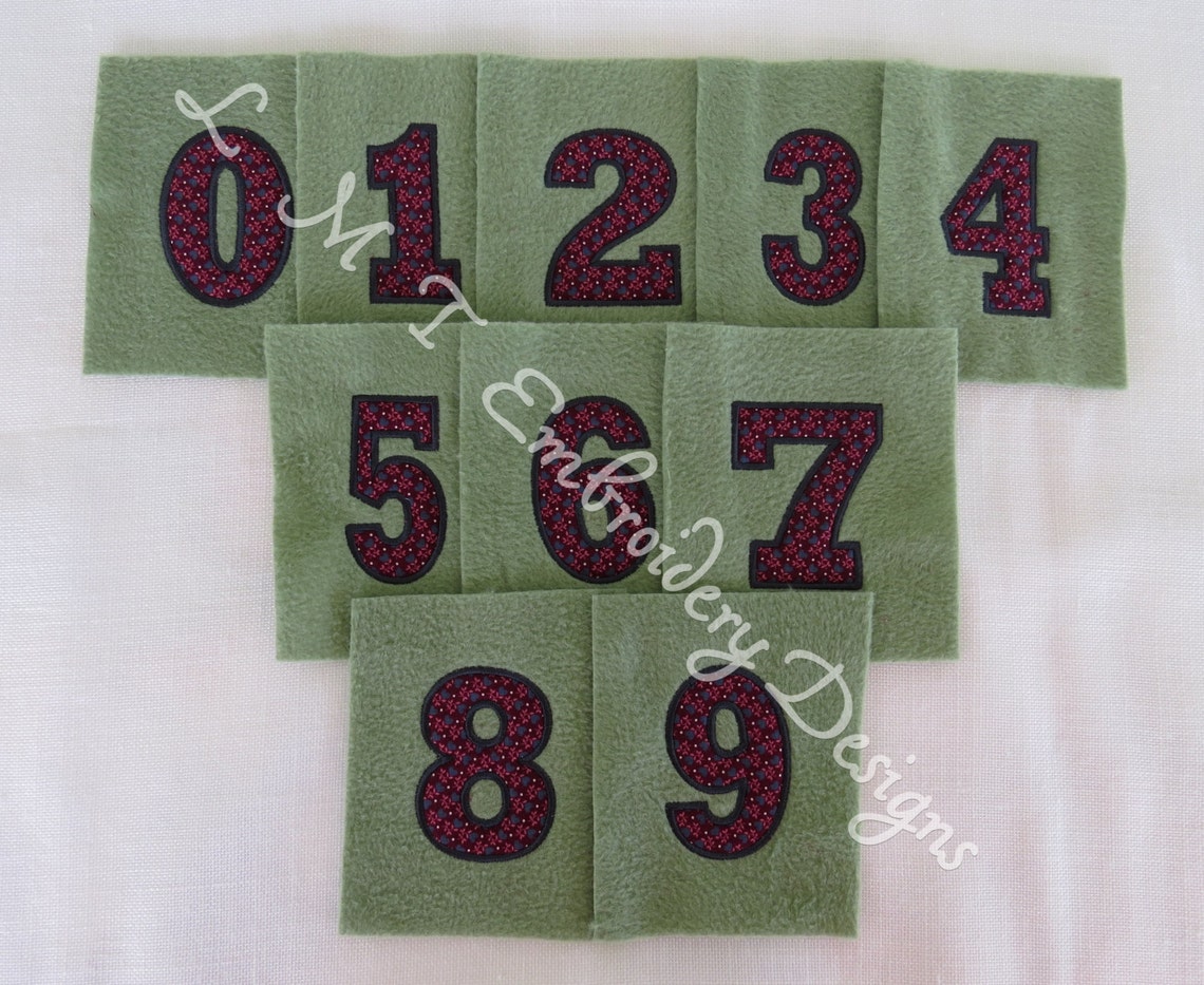 Applique Number Embroidery Designs - 3 Inches - Custom Size Request ...