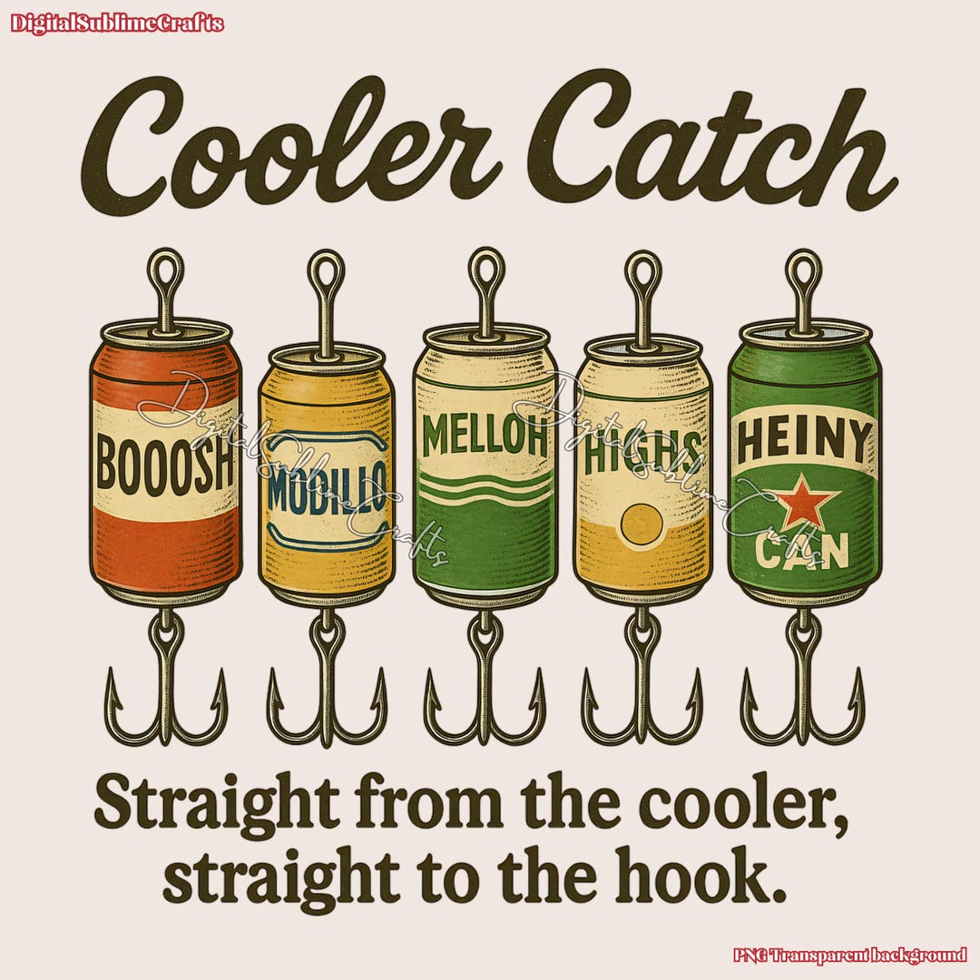Beer Fishing PNG, Cooler Catch Beer Can Lure Sublimation PNG, Funny ...