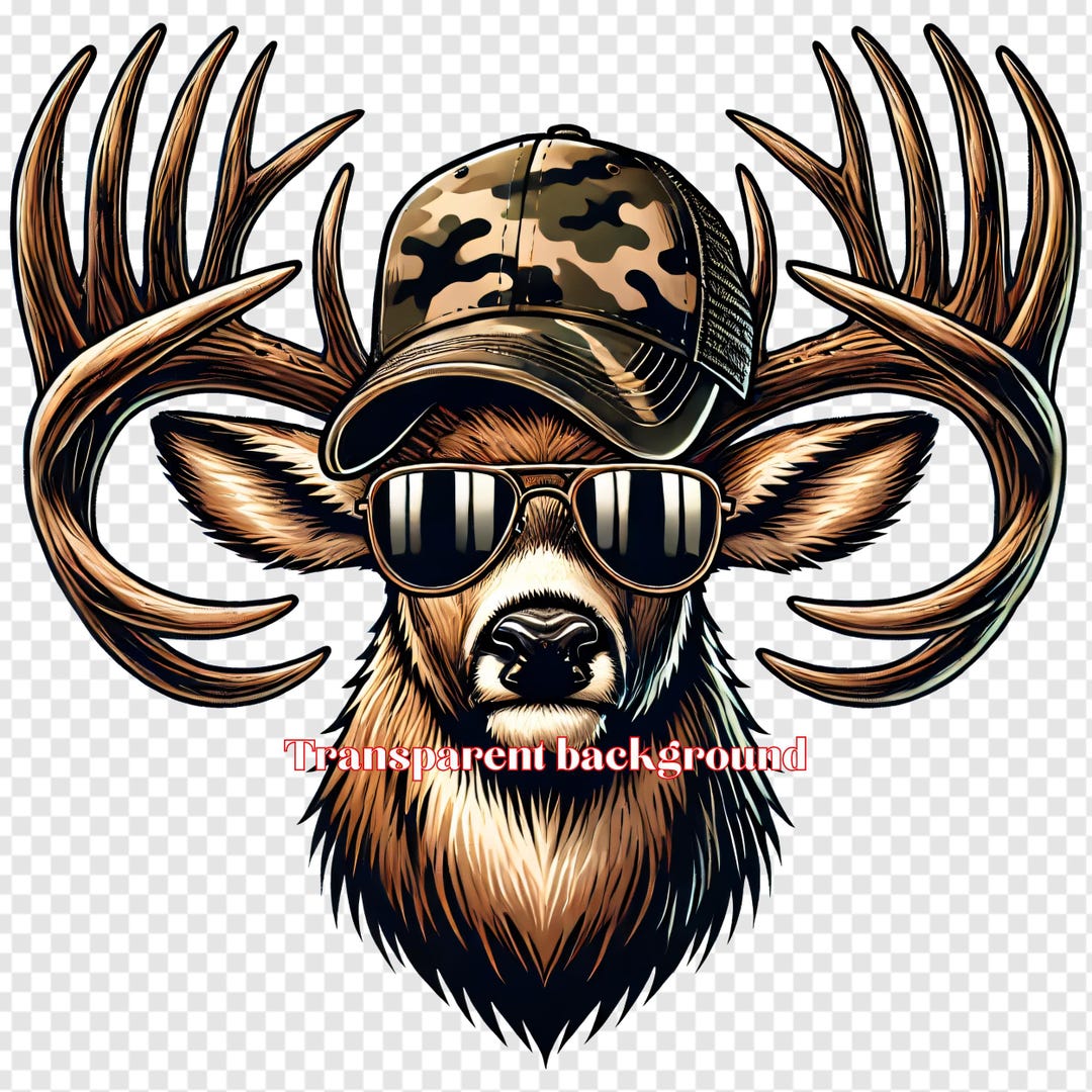 Cool Buck Deer Sublimation PNG | Stylish Deer With Camo Hat and ...