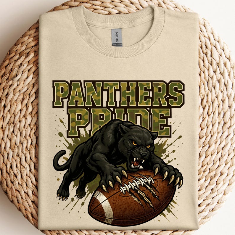 Panthers Pride Football PNG: Camo Mascot T-shirt Design (digital ...