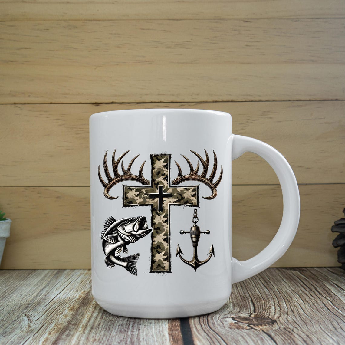 Camo Cross Hunting Fishing PNG: Deer Antler, Bass Design (digital ...