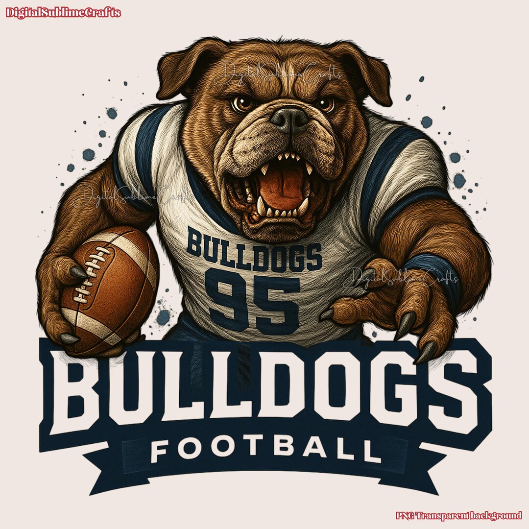 Aggressive Bulldogs Football Mascot Sublimation PNG, Fierce Dog Sports ...