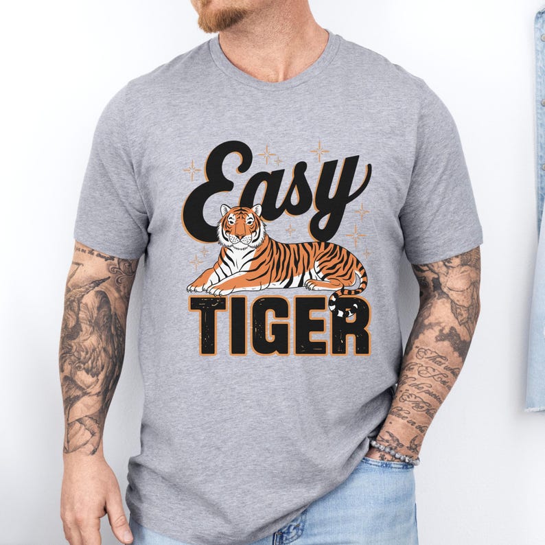 Easy Tiger Sublimation PNG, Bold Retro Tiger DTG Print Design, Wild ...