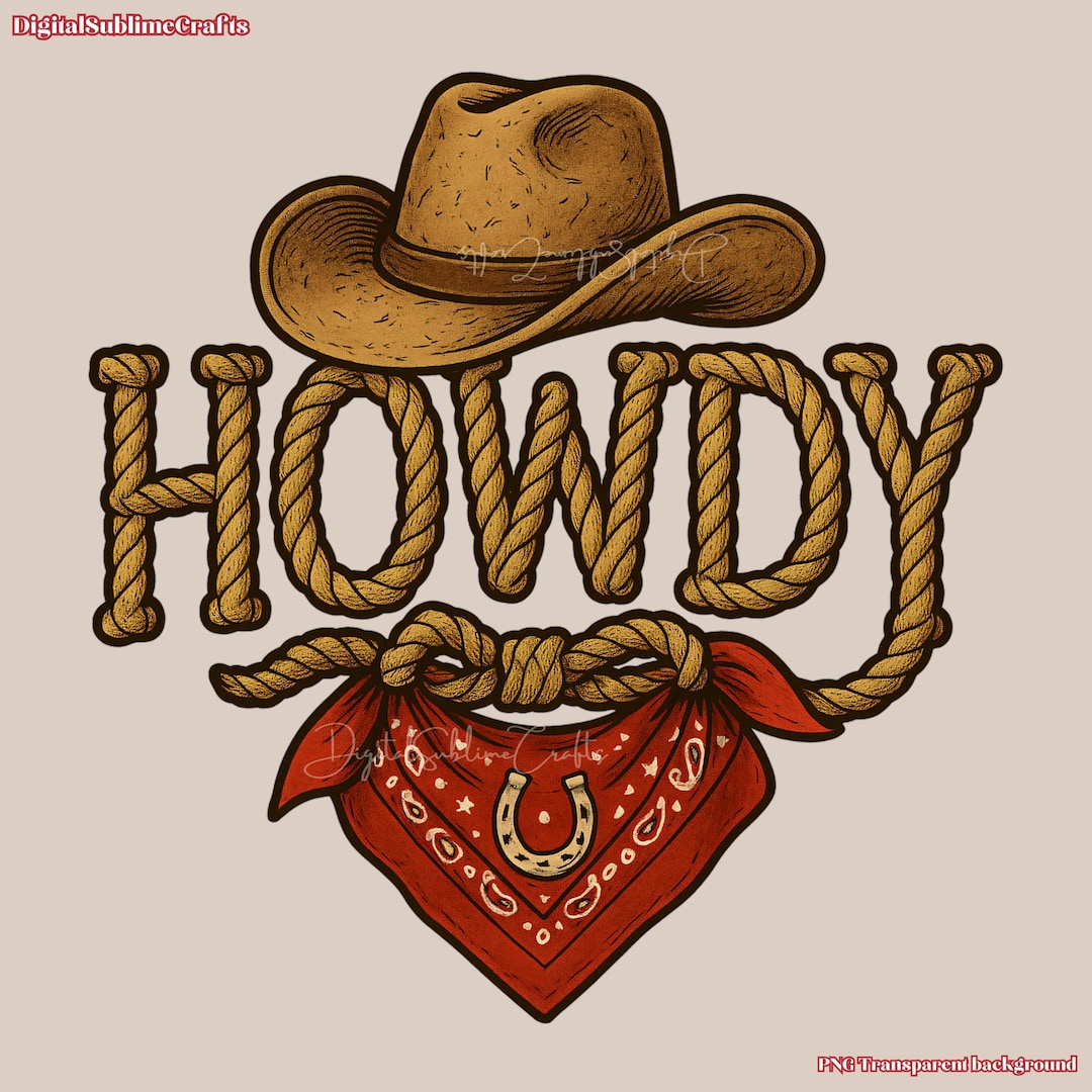 Howdy Cowboy Hat PNG: Western Sublimation Design (digital Download) - Etsy