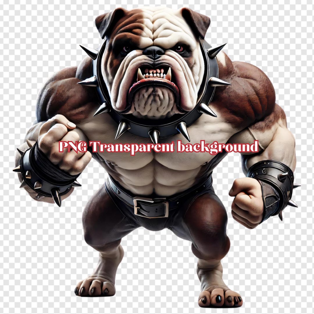 Muscular Bulldog Warrior Sublimation Design PNG, Watercolor Angry ...