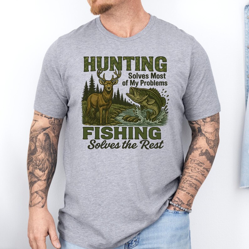 Deer and Bass Sublimation PNG: Hunting Fishing T-shirt Design - Etsy