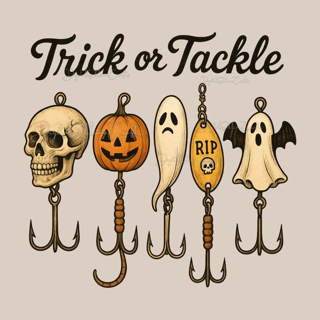 Halloween Fishing Lure PNG: Spooky Skull, Ghost, Pumpkin Design ...