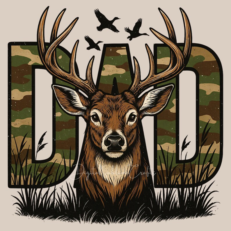 Deer Dad Camouflage Hunting Design for Sublimation and DTG | Rustic ...