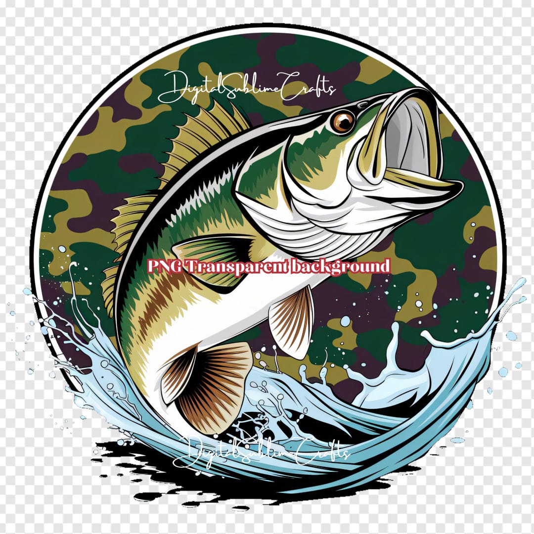 Fishing Bass Camo Sublimation Design PNG, Camo Bass PNG, Bass Fishing ...