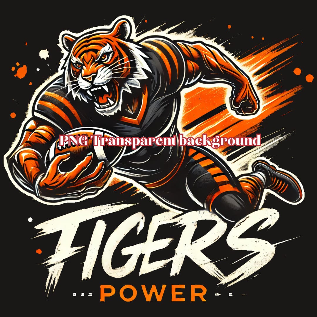 Tiger Football Design PNG, Tiger Mascot PNG, Fierce Tiger Artwork ...