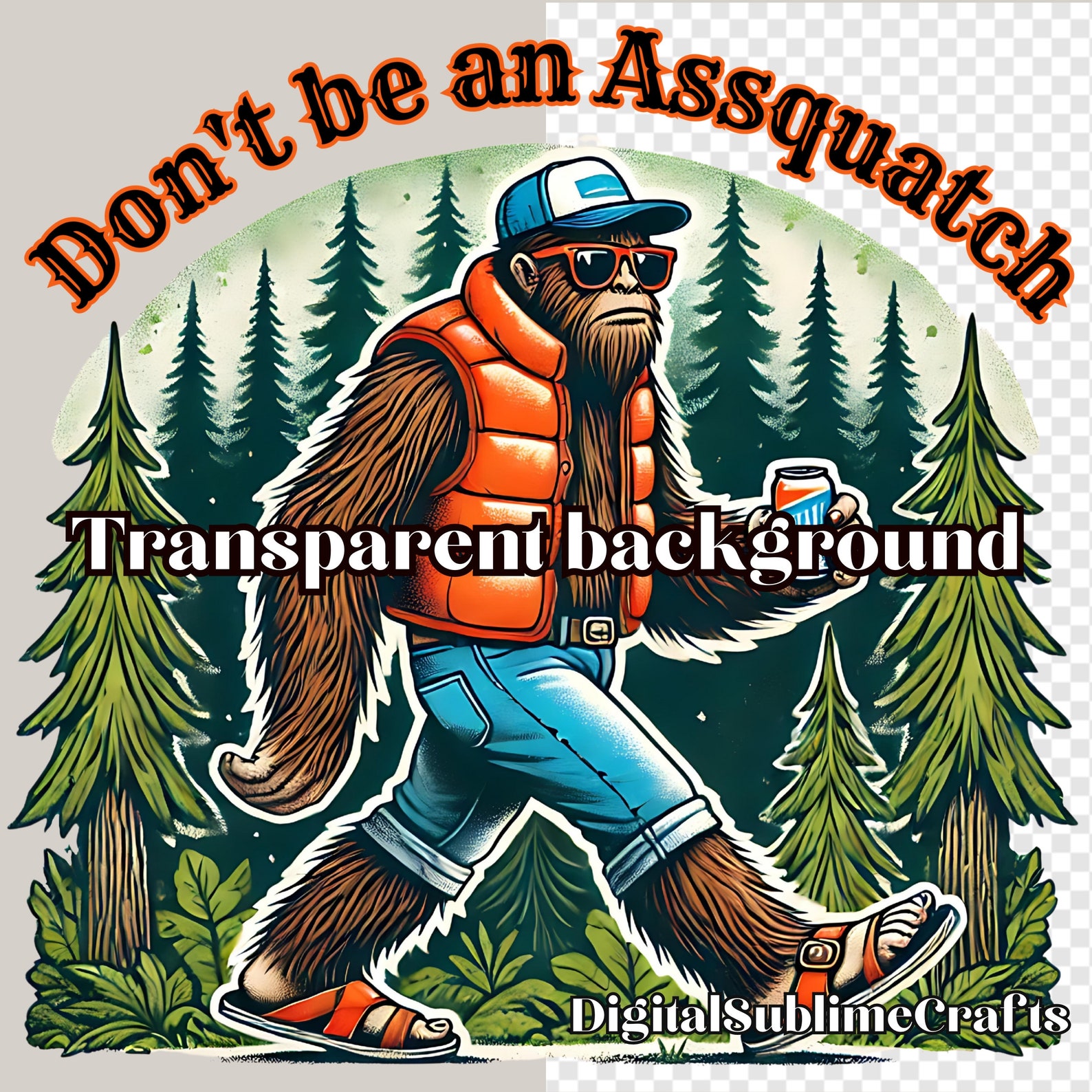 Retro Sasquatch "don't Be an Assquatch" PNG - Funny Bigfoot Design ...