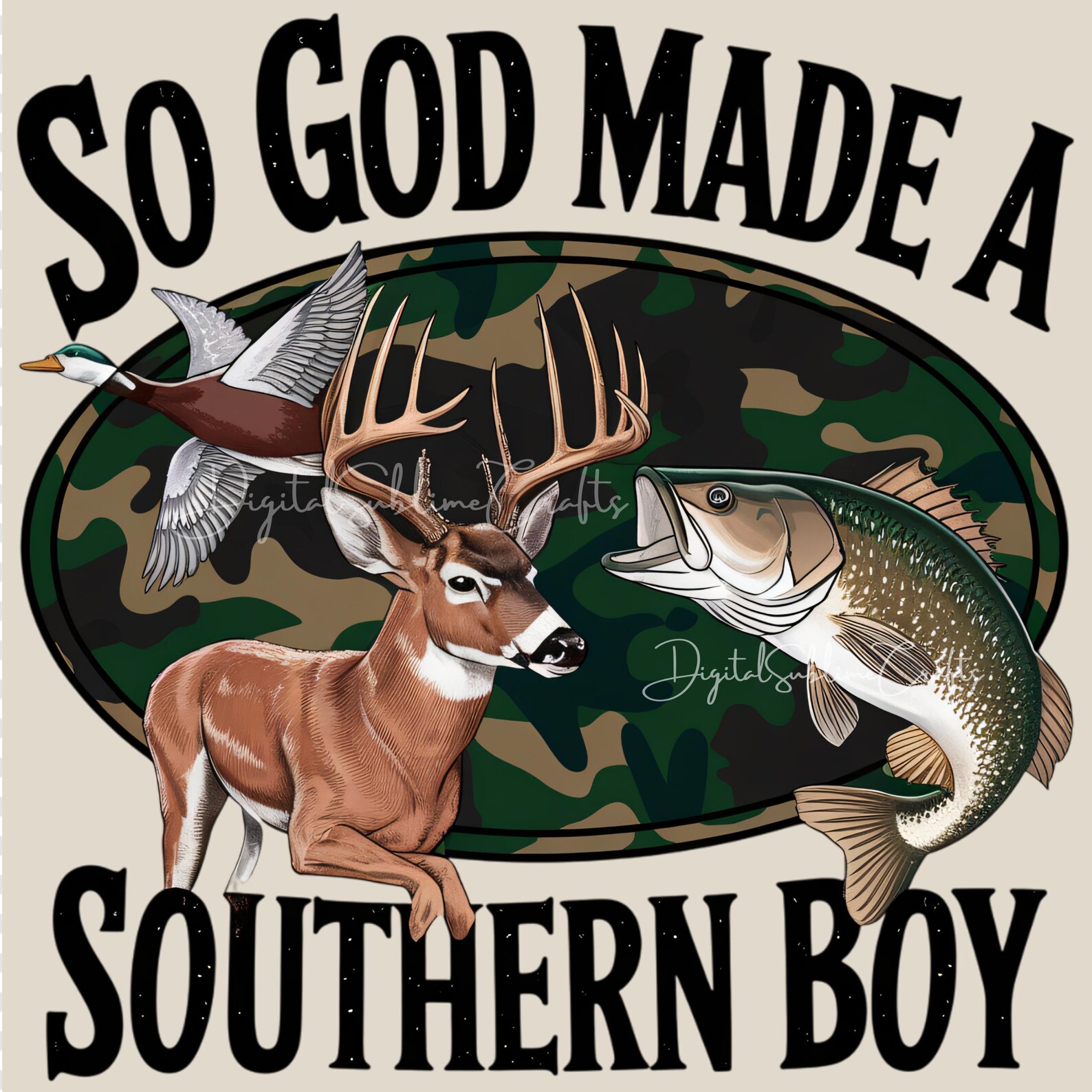 Hunting Camo Deer Bass Duck Sublimation PNG Design for Outdoorsman ...